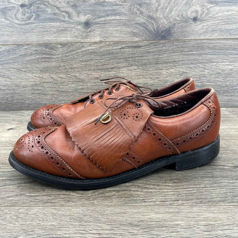 Dexter | Shoes | Dexter Mens Brown Leather Wingtip Kiltie Golf Shoes ...